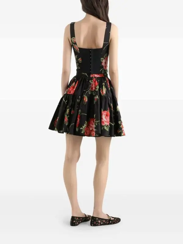 Dolce & Gabbana Black Floral Print Miniskirt