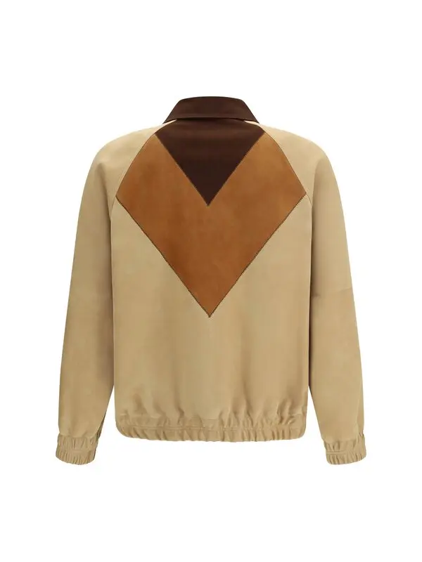 Valentino Garavani Suede Geometric Paneled Jacket - Brown
