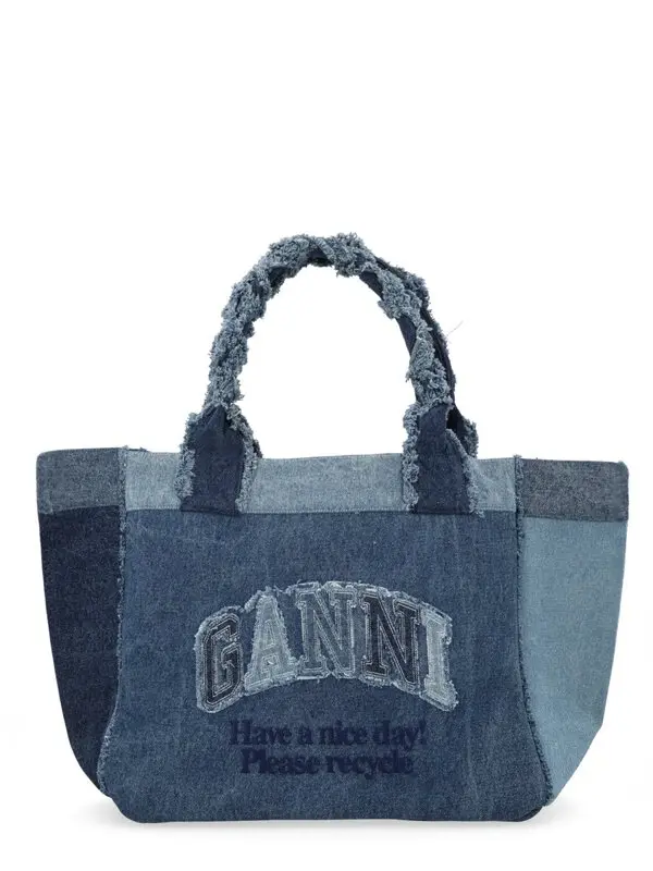 GANNI Medium Tote Bag In Denim - Blue