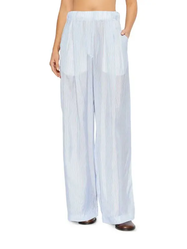 Dries Van Noten Wide-leg Striped Cupro Pants - Blue