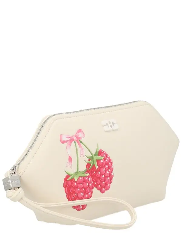 GANNI Raspberry Print Makeup Bag - Cream