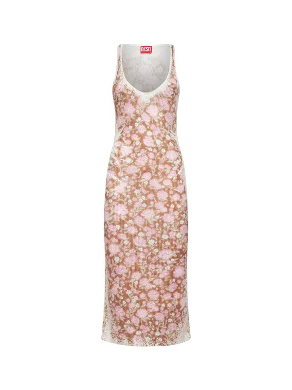 DIESEL® Ribbed Knit M-blom Printed Midi Dress - Multicolor