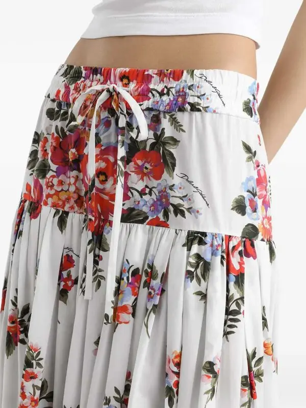 Dolce & Gabbana Floral Cotton Drawstring Skirt - Multicolor