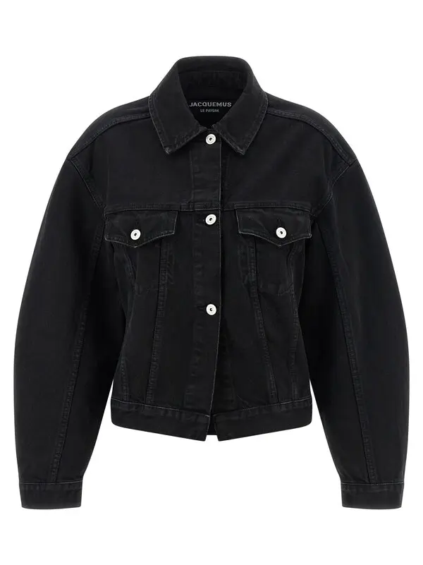 Jacquemus La Veste De-nimes Embroidered Denim Jacket - Black