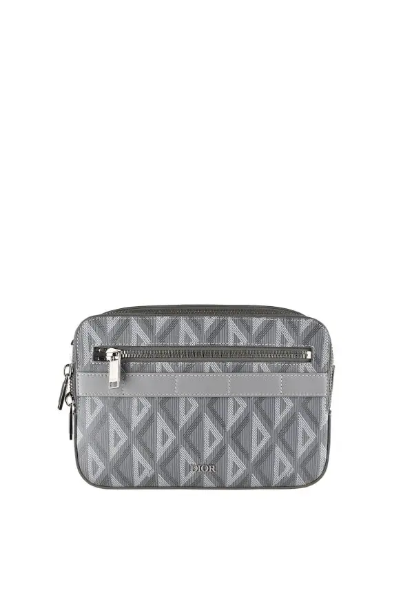 Dior Safari Shoulder Bag In Cd Diamond Canvas - Gray