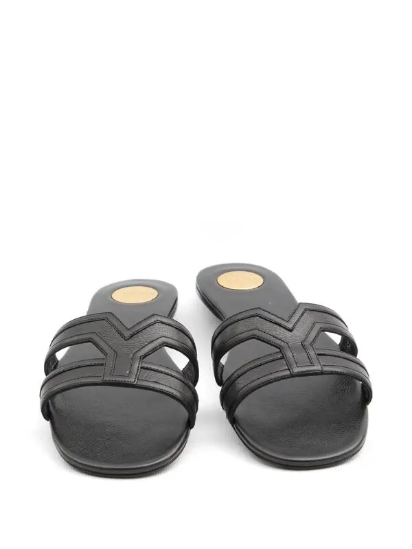 Saint Laurent Mabrouka Leather Flat Sandals - Multicolor