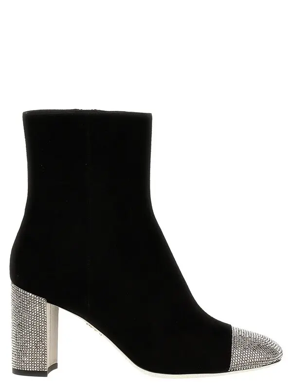 Rene Caovilla Bonnie' Embellished Suede Ankle Boots - Black