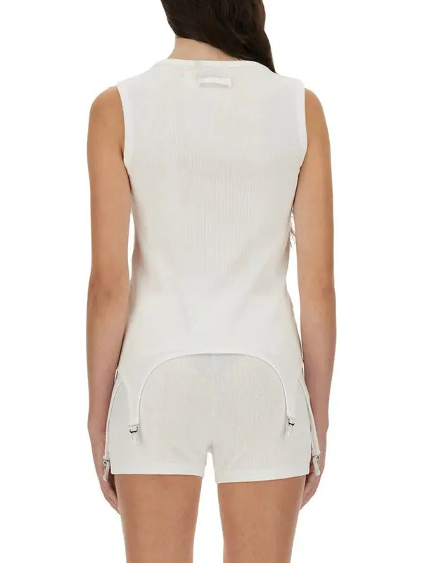 JEAN PAUL GAULTIER Ribbed Tank Top With Garter Detail