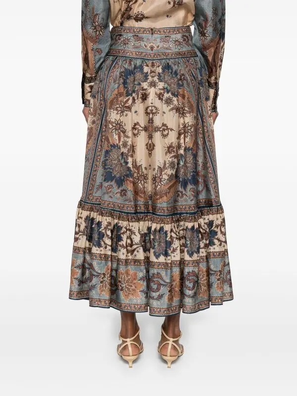 Zimmermann Ascension Printed Silk Skirt - Multicolor