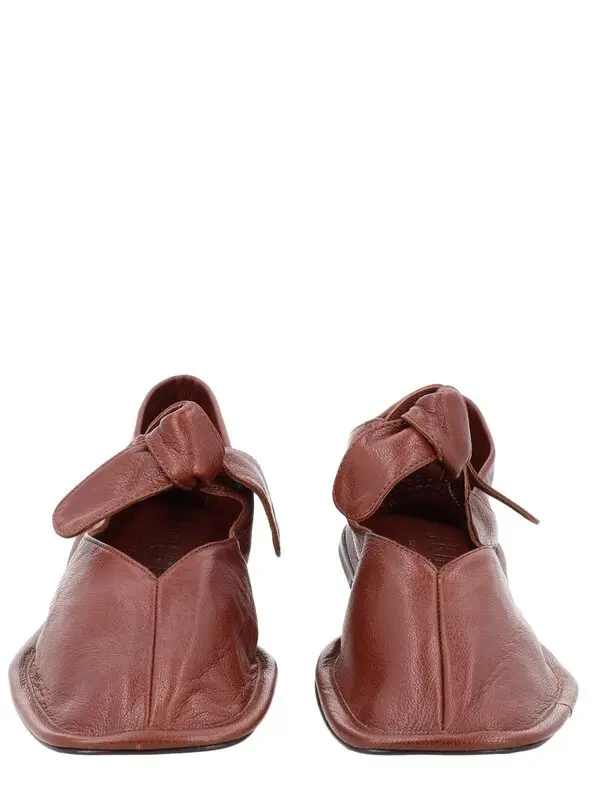 Hereu Lambskin Mary Jane Flats With Knot Detailing - Brown