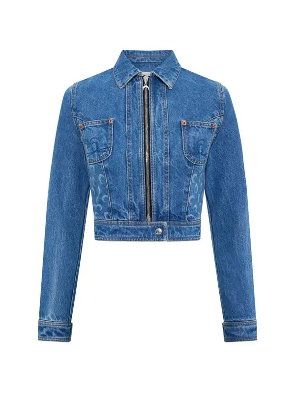 MARINE SERRE Denim Cotton Jacket With Zip Up - Multicolor