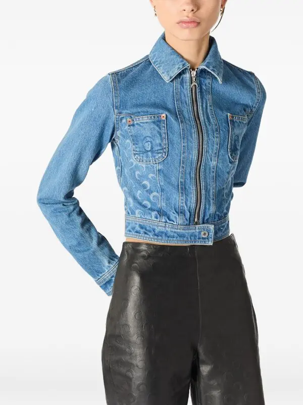 MARINE SERRE Denim Cotton Jacket With Zip Up - Multicolor