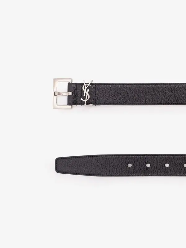Saint Laurent Leather Belt With Monogram Buckle - Multicolor