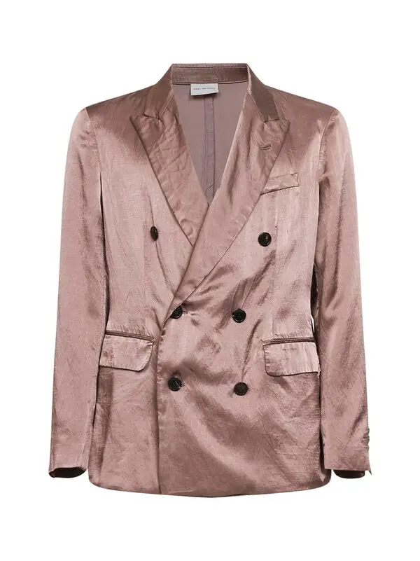 Dries Van Noten Old Rose Viscose And Cotton Double-breasted Blazer