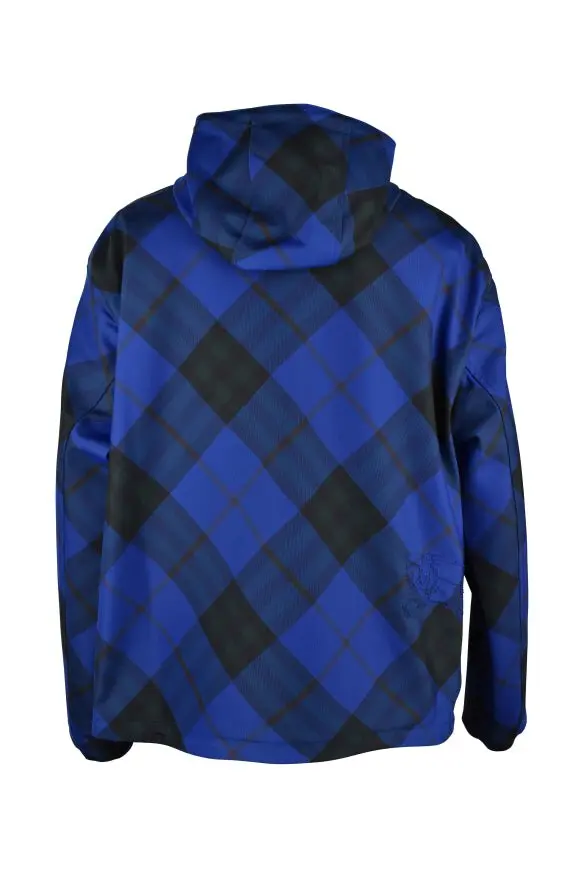 Burberry Plaid Zip-up Hooded Jacket - Blue