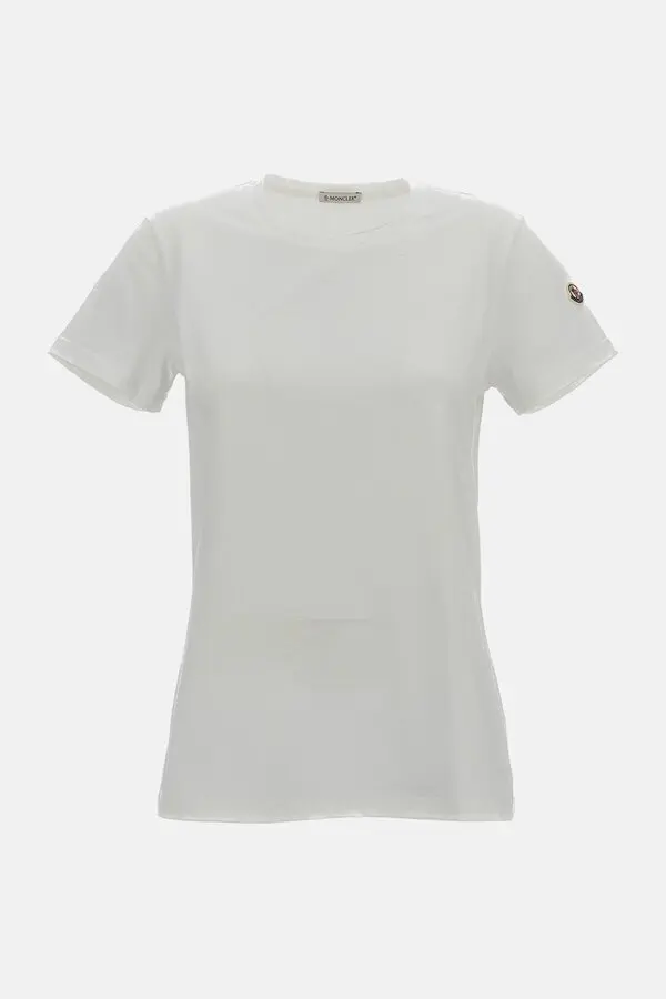 Moncler Crew Neck T-shirt With Logo Patch - Multicolor