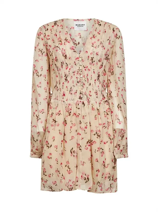 Isabel Marant Étoile Floral Print Long Sleeve Minidress - Multicolor