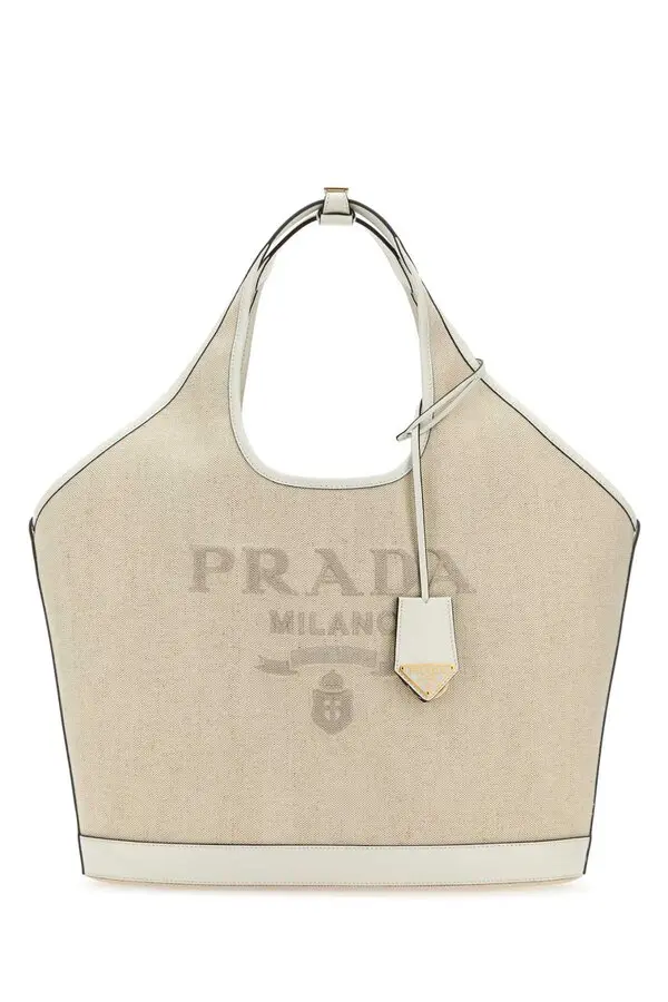 Prada Canvas And Leather Shopping Bag - Brown