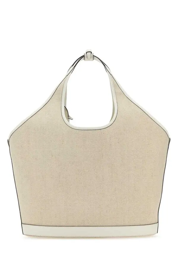 Prada Canvas And Leather Shopping Bag - Brown