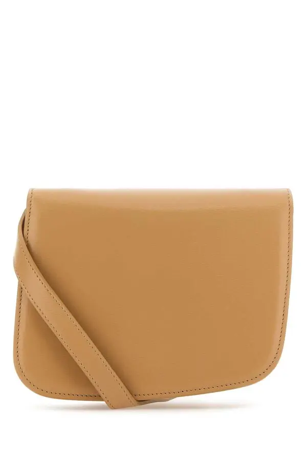 FERRAGAMO Small Fiamma Crossbody Bag In Beige Leather - Brown