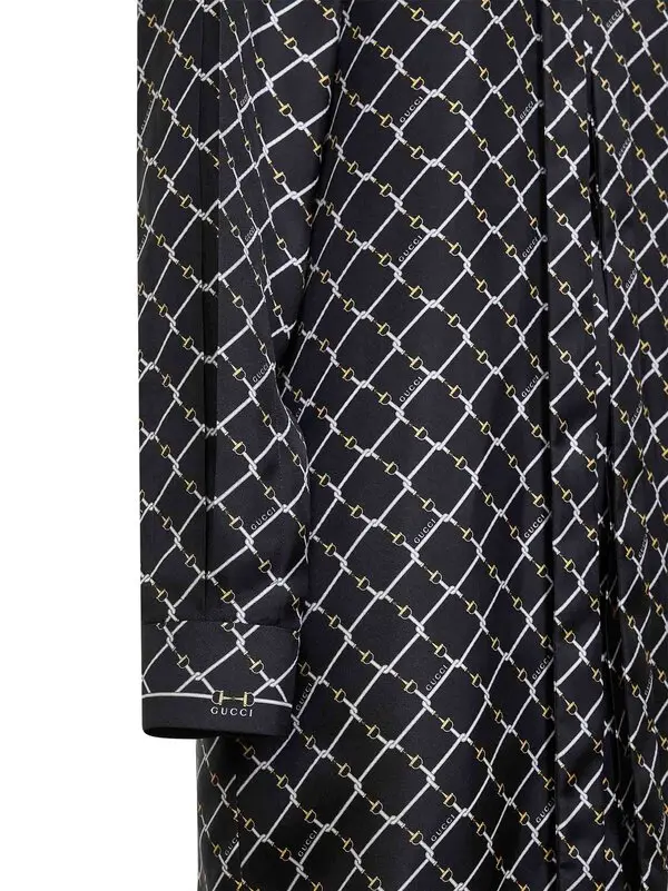 Gucci Black Printed Silk Twill Mini Dress