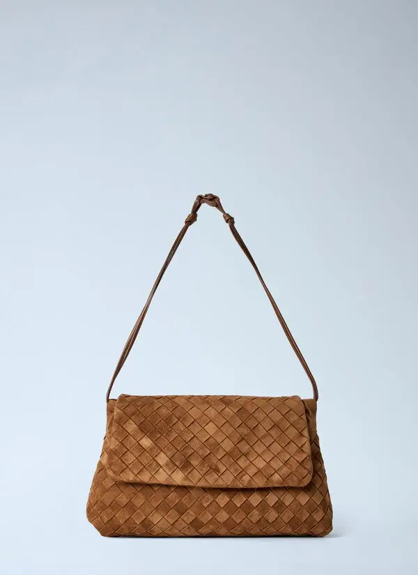 Bottega Veneta Giorno Suede Shoulder Bag - Brown