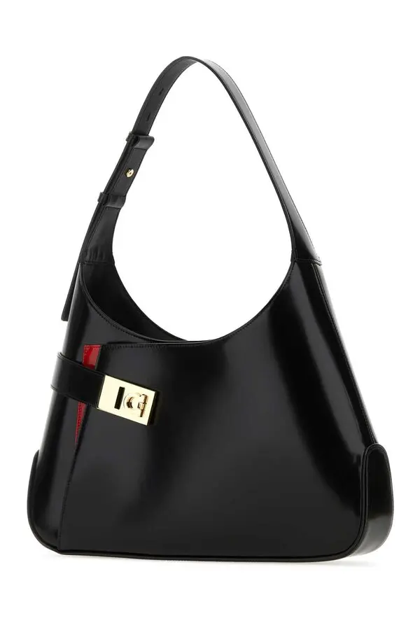 FERRAGAMO Salvatore Leather Large Arch Shoulder Bag - Black