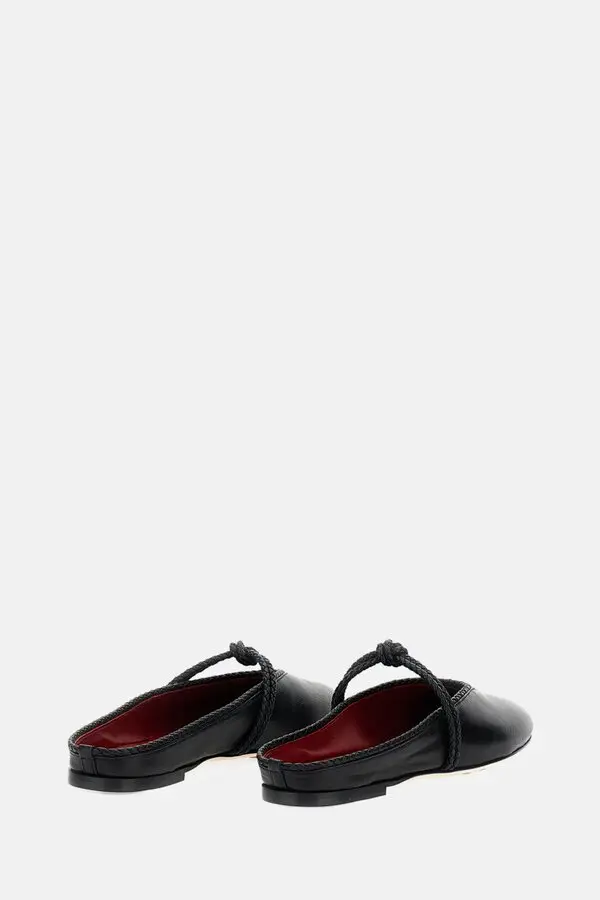 Bottega Veneta Ballerina Mules Lucia In Black Leather - Multicolor