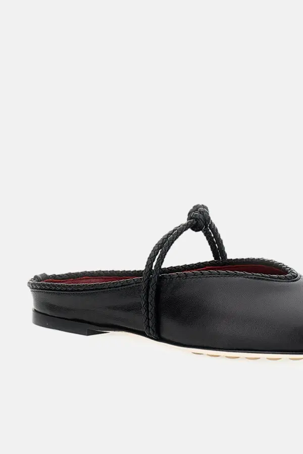 Bottega Veneta Ballerina Mules Lucia In Black Leather - Multicolor