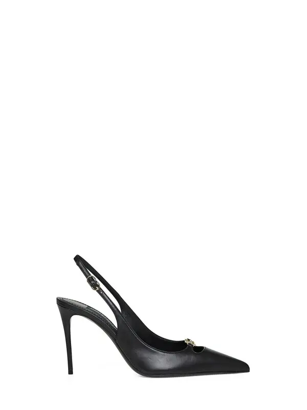 Dolce & Gabbana Black Silky Nappa Leather Lollo Slingback Pumps - Multicolor