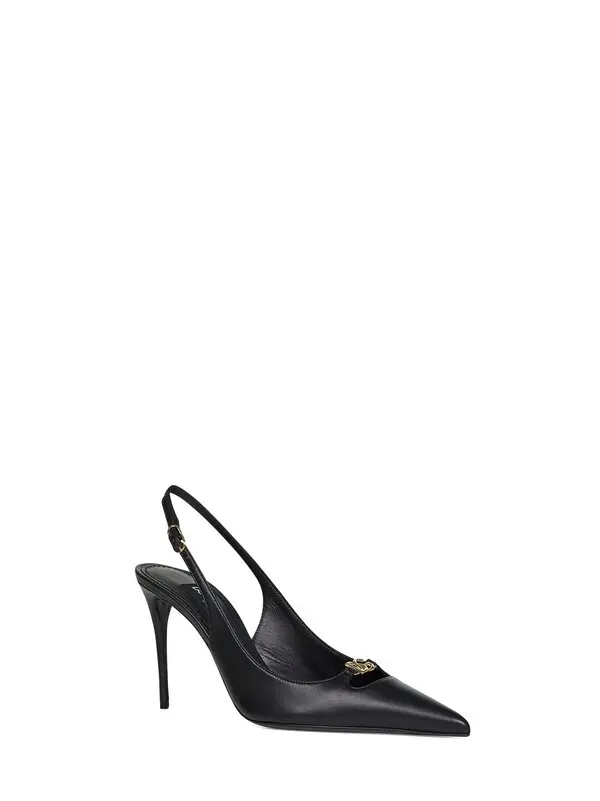 Dolce & Gabbana Black Silky Nappa Leather Lollo Slingback Pumps - Multicolor