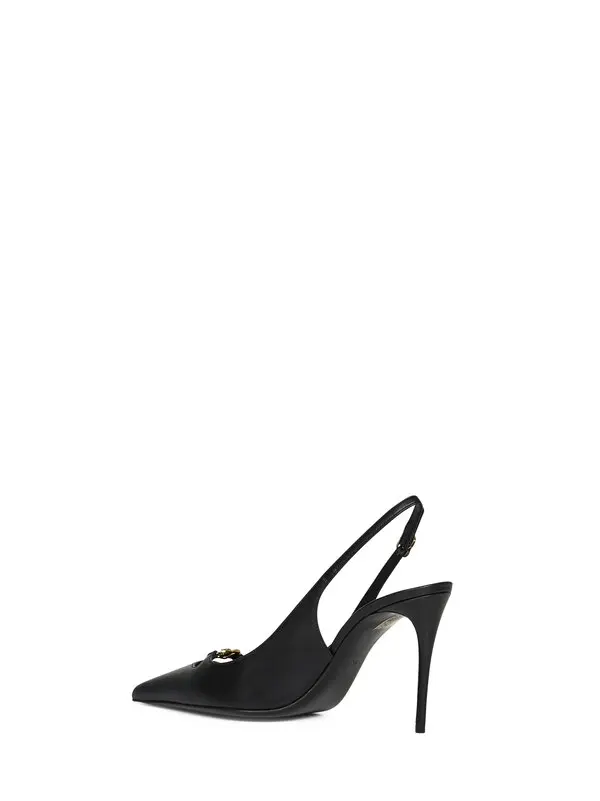 Dolce & Gabbana Black Silky Nappa Leather Lollo Slingback Pumps - Multicolor
