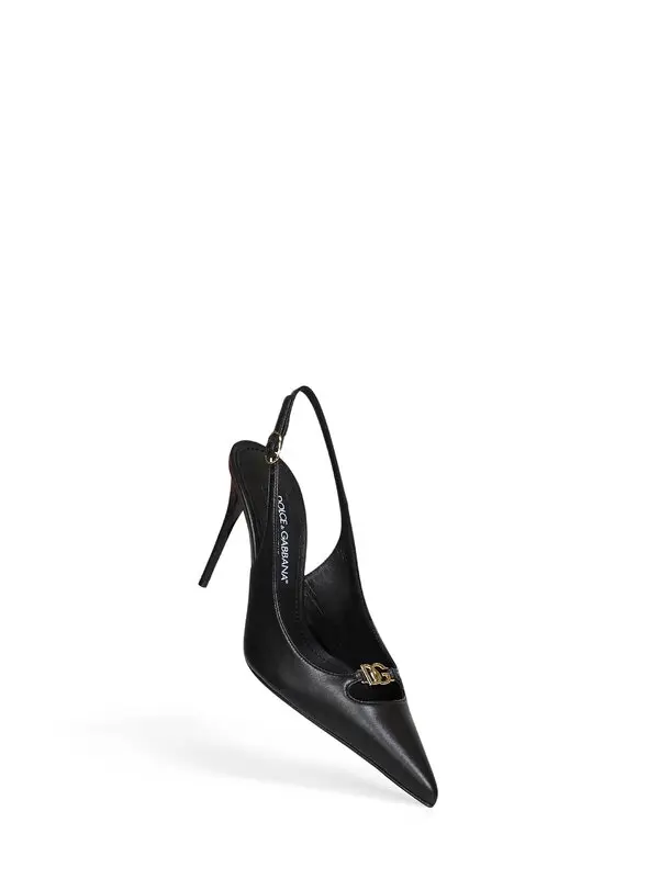 Dolce & Gabbana Black Silky Nappa Leather Lollo Slingback Pumps - Multicolor