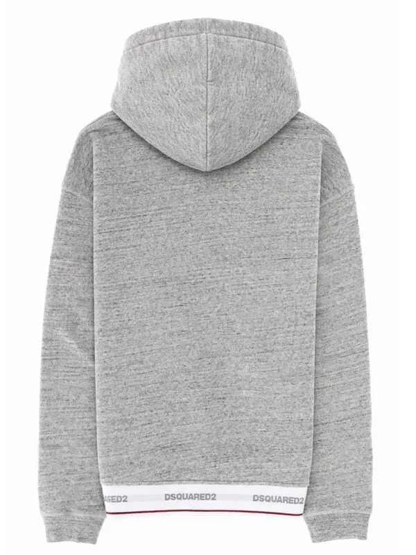 Dsquared2 Logo Detail Cotton Hoodie - Gray