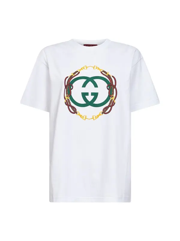 Gucci White Cotton Jersey Printed T-shirt - Multicolor
