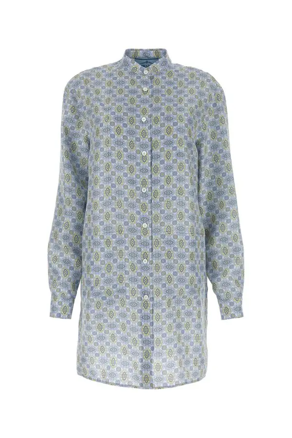 Prada Printed Silk Shirt Dress - Multicolor