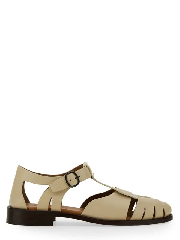 Hereu Leather Sandals With Buckle Fastening - Cream
