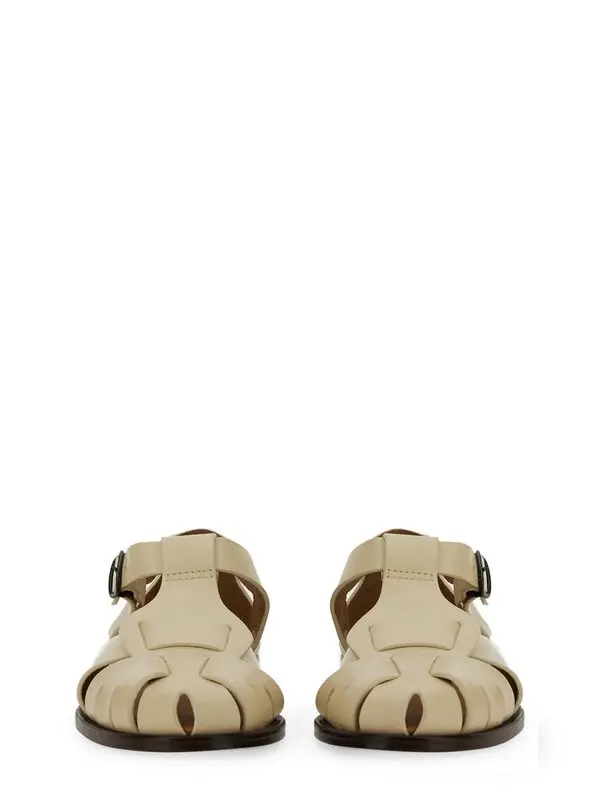 Hereu Leather Sandals With Buckle Fastening - Cream