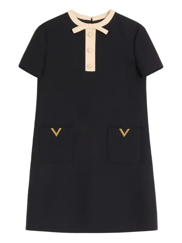 Valentino Garavani Wool And Silk Blend Dress With Bow Detail - Multicolor