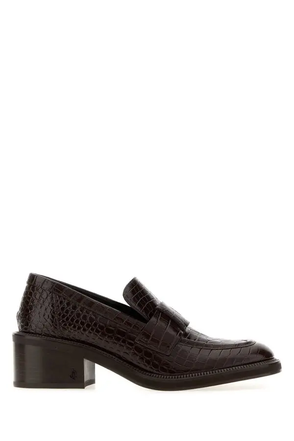JIMMY CHOO Croc Effect Leather Pumps - Brown