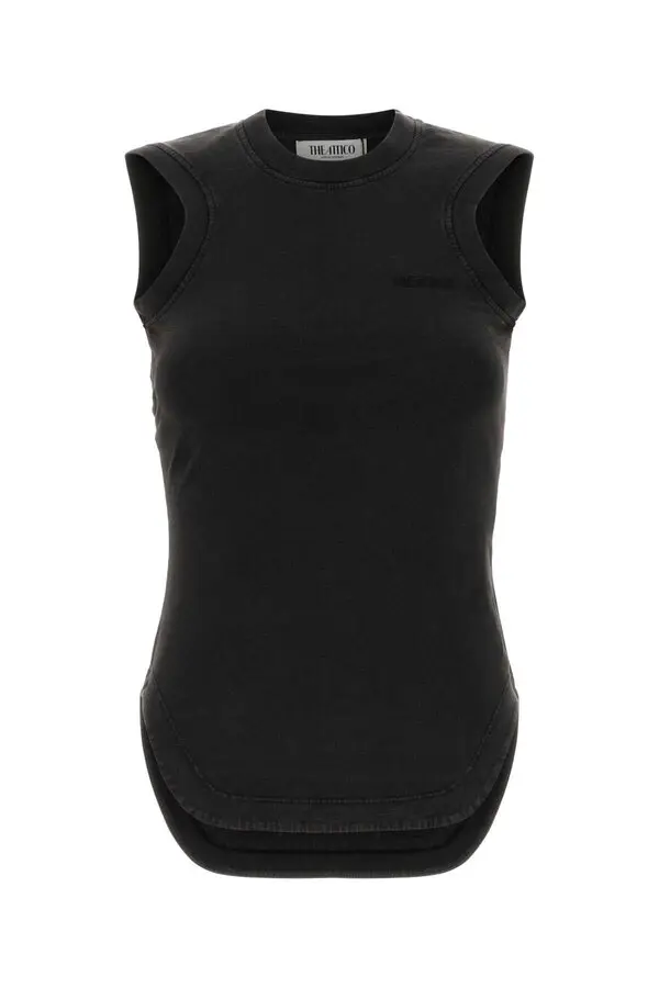 Attico Dark Cotton Tank Top - Brown