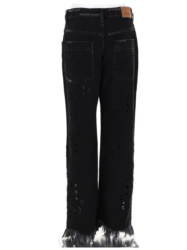 Isabel Marant Étoile Wide Leg Cropped Jeans With Cutout Details