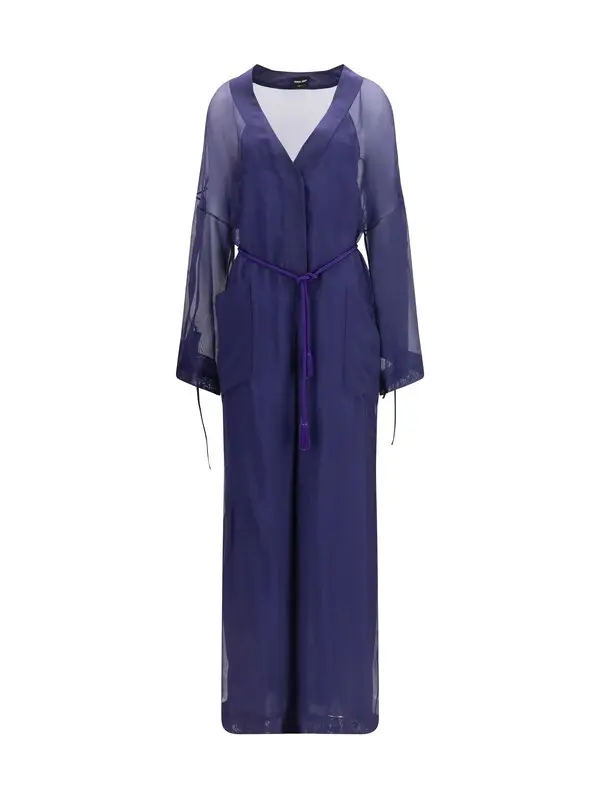 Giorgio Armani Viscose And Silk Gauze Jumpsuit - Blue