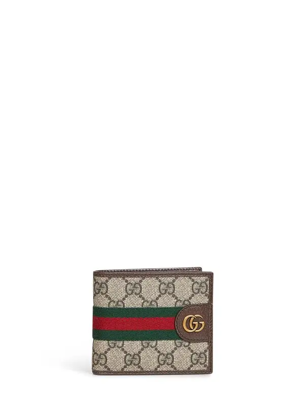 Gucci Beige And Dark Brown Ophidia Bi-fold Wallet - Multicolor