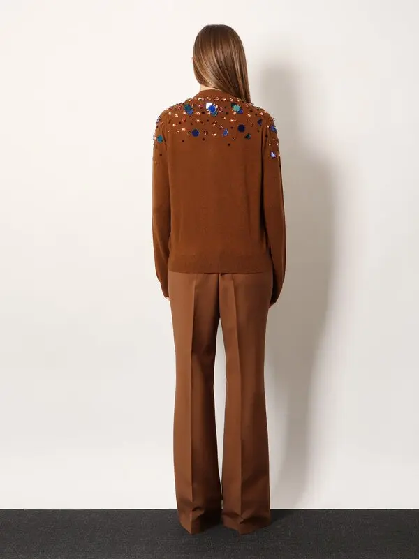Fendi Wool And Cashmere Cardigan With Rhinestone Embellishments - Multicolor