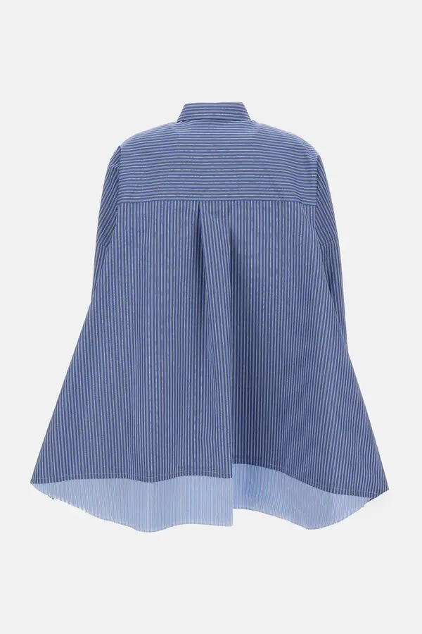 Sacai Oversized Striped Poplin Shirt With Double-layered Sleeves