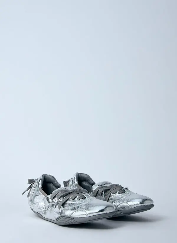 Acne Studios Metallic Leather Lace-up Shoes - Silver
