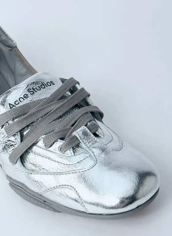 Acne Studios Metallic Leather Lace-up Shoes - Silver
