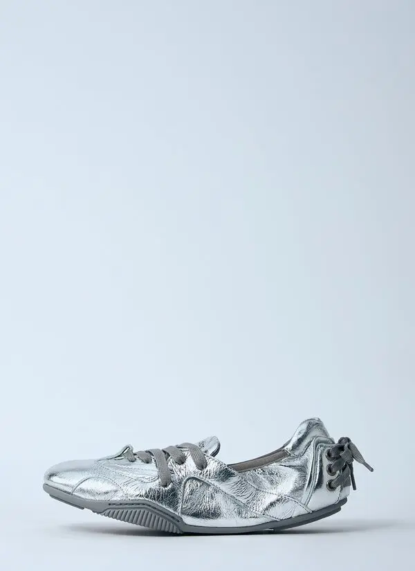 Acne Studios Metallic Leather Lace-up Shoes - Silver
