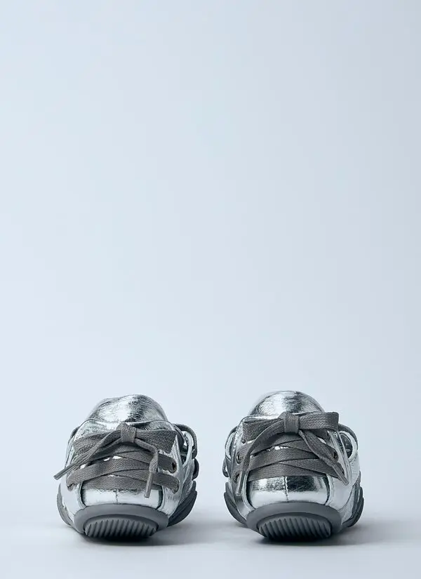 Acne Studios Metallic Leather Lace-up Shoes - Silver
